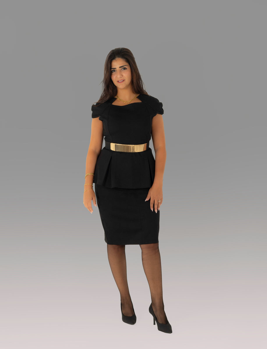 Noir Peplum Top | Women's Tailored Waist-Defining Blouse Egypt | Sulya Wear